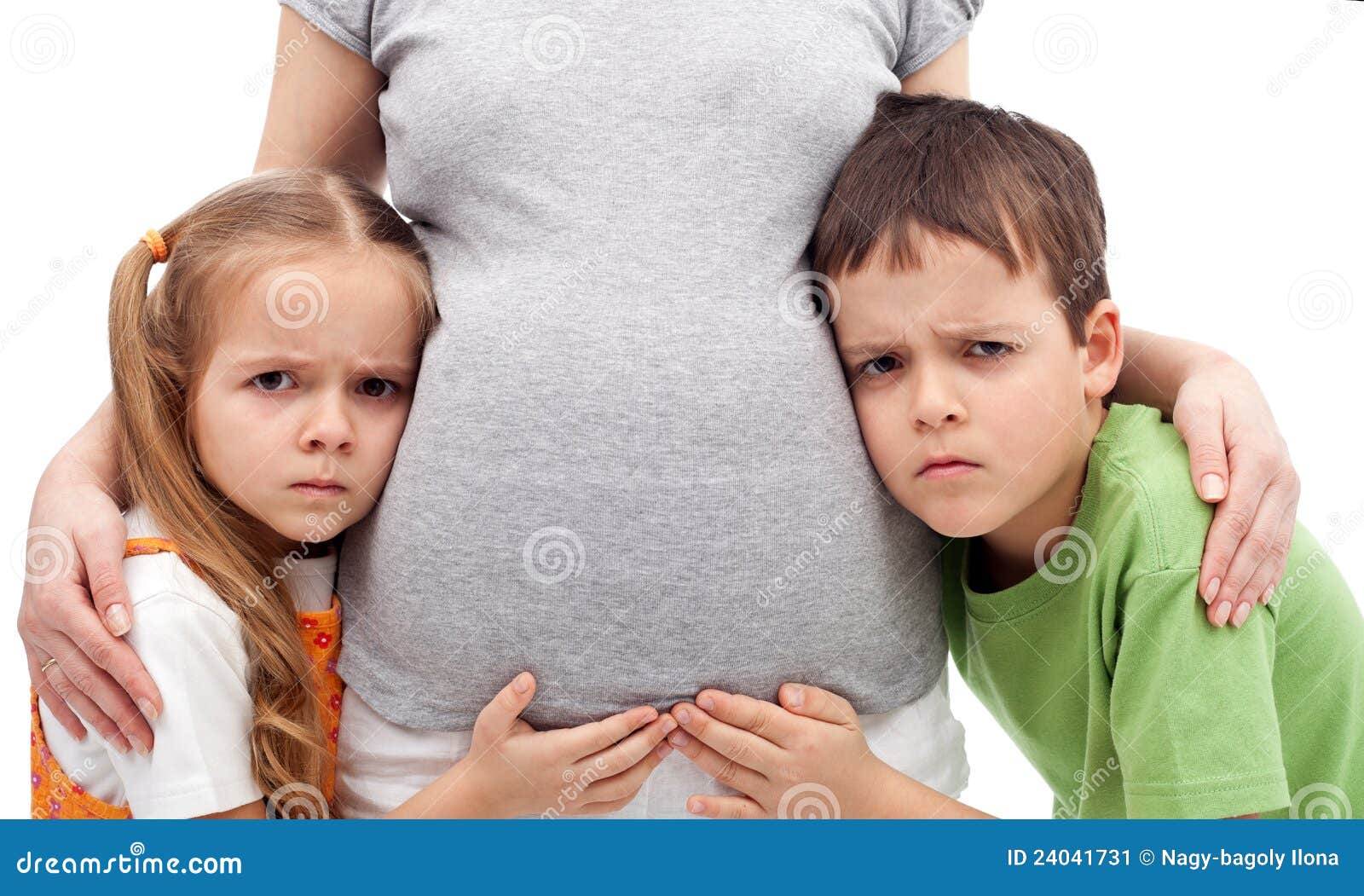 Grumpy Kids Not Happy about Their New Sibling Stock Image - Image of ...