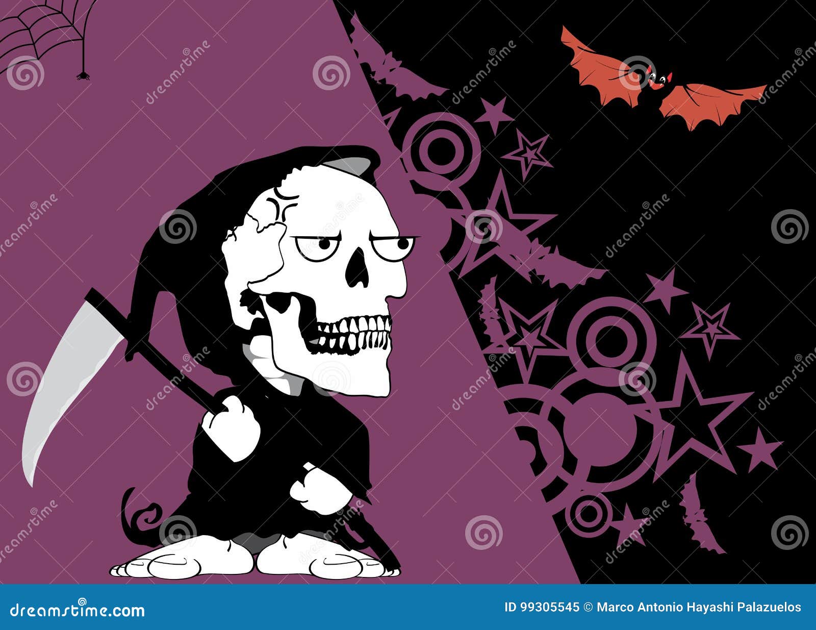 Grim Skull Tattoo With Separated Smiling Jaw. Spooky And Dangerous ...