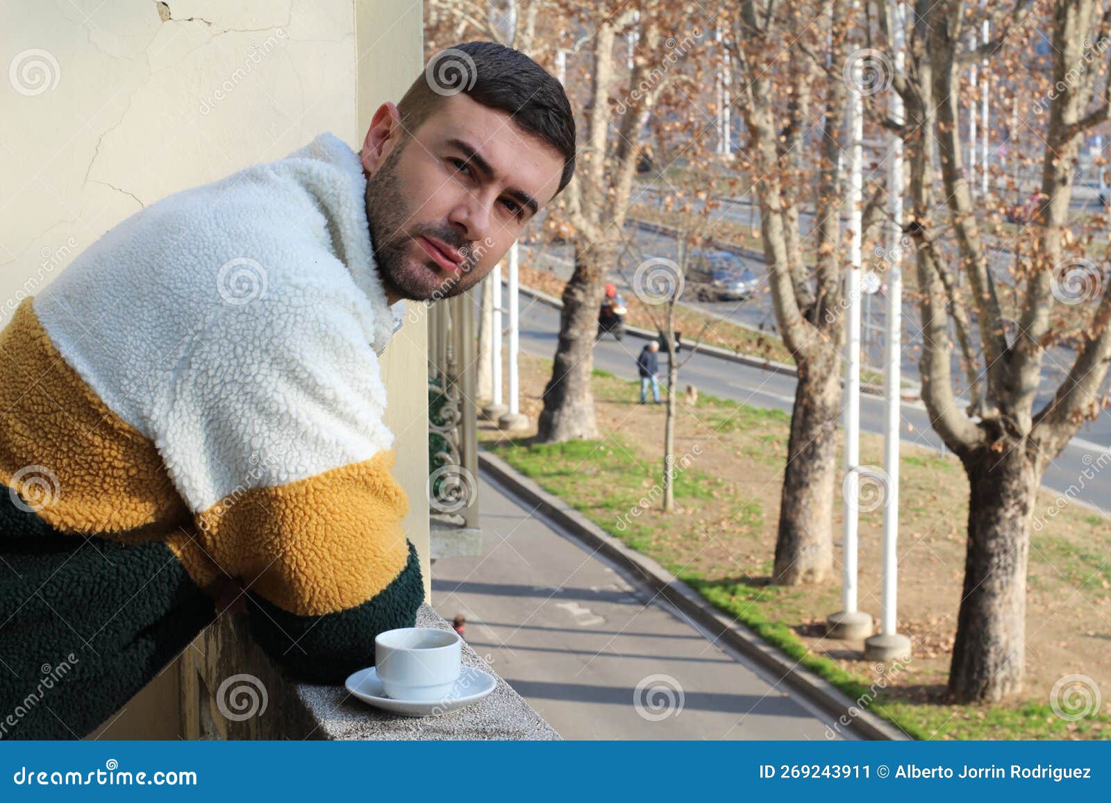 Grumpy Looking Man Drinking His Morning Coffee Stock Image - Image of ...