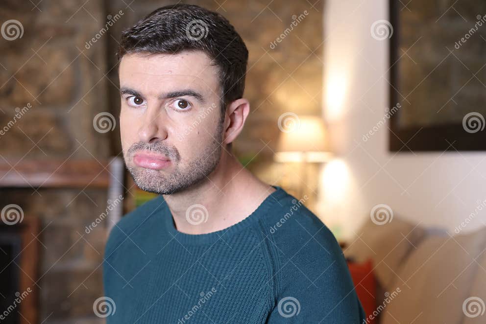 Grumpy Looking Man Showing Funny Expression Stock Image - Image of face ...