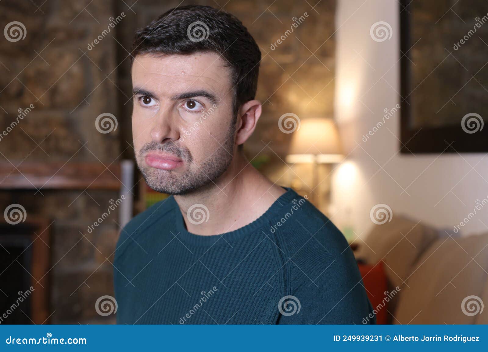 Grumpy Looking Man Showing Funny Expression Stock Image - Image of hurt ...