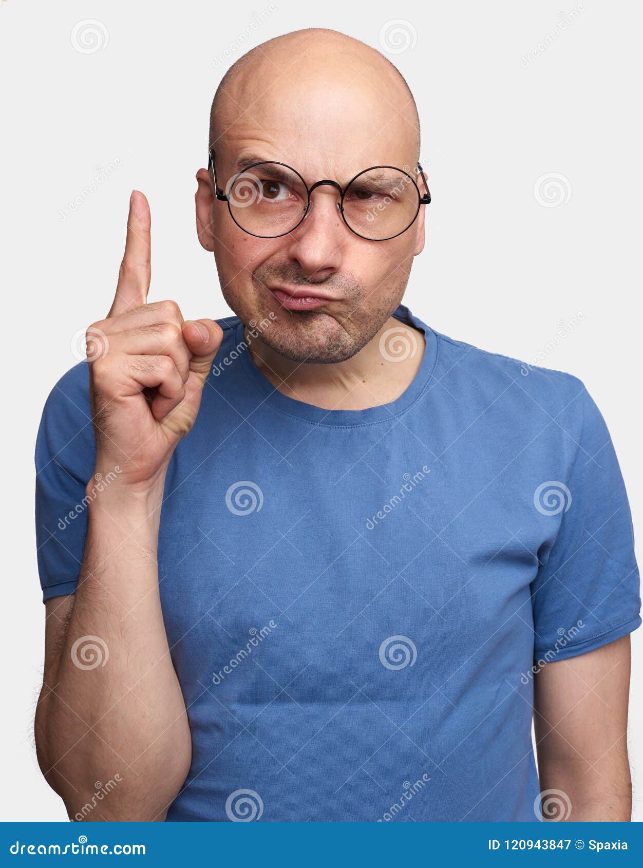 Grumpy Man Raised Forefinger Stock Image - Image of gesture, confident ...