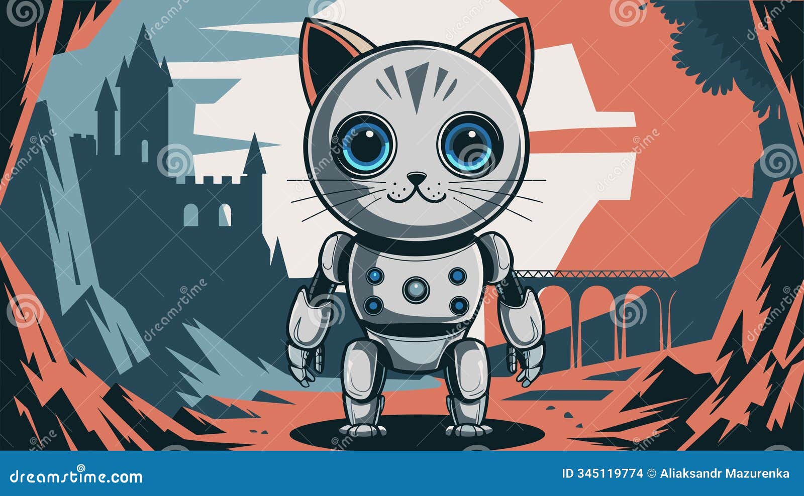 Grumpy Mechanic Cat stock illustration. Illustration of expression ...