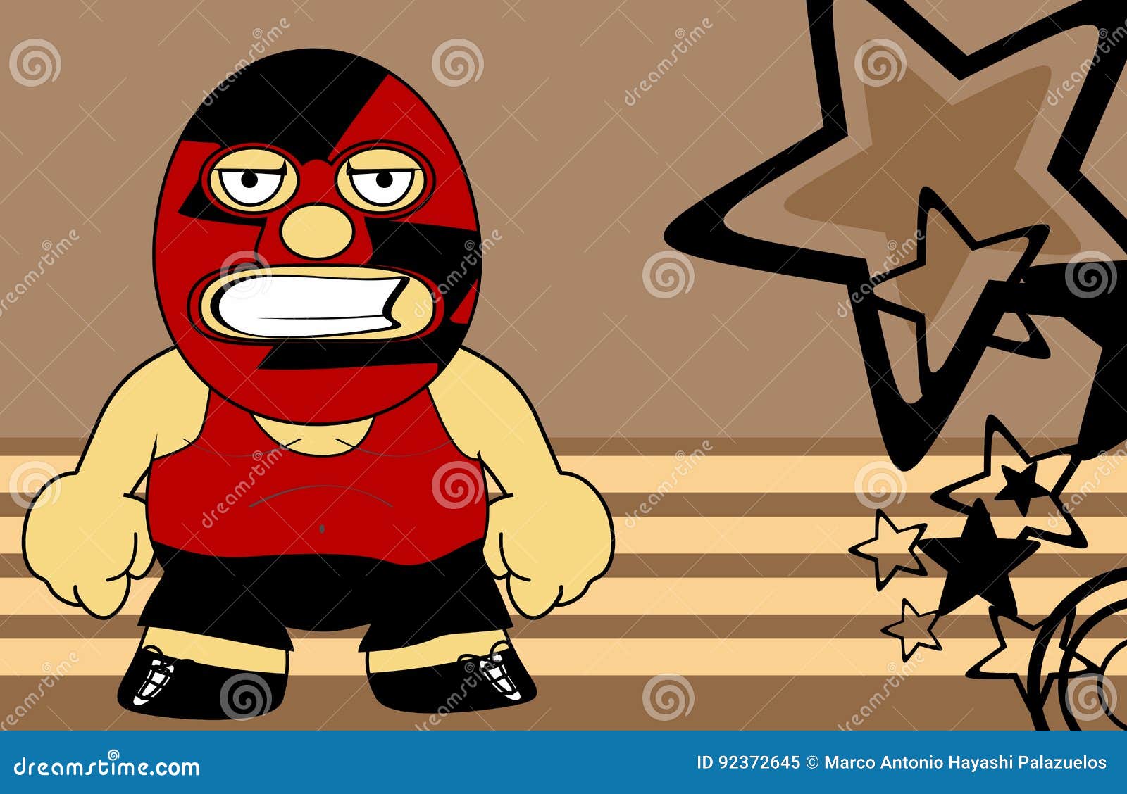 Grumpy Mexican Wrestler Cartoon Expression Background Stock Vector ...