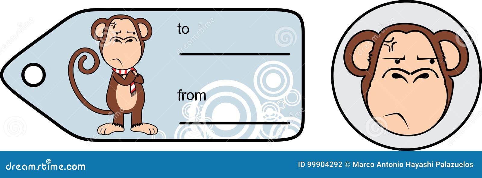 Grumpy Monkey Chimp Ape Expression Cartoon Giftcard Stock Vector ...