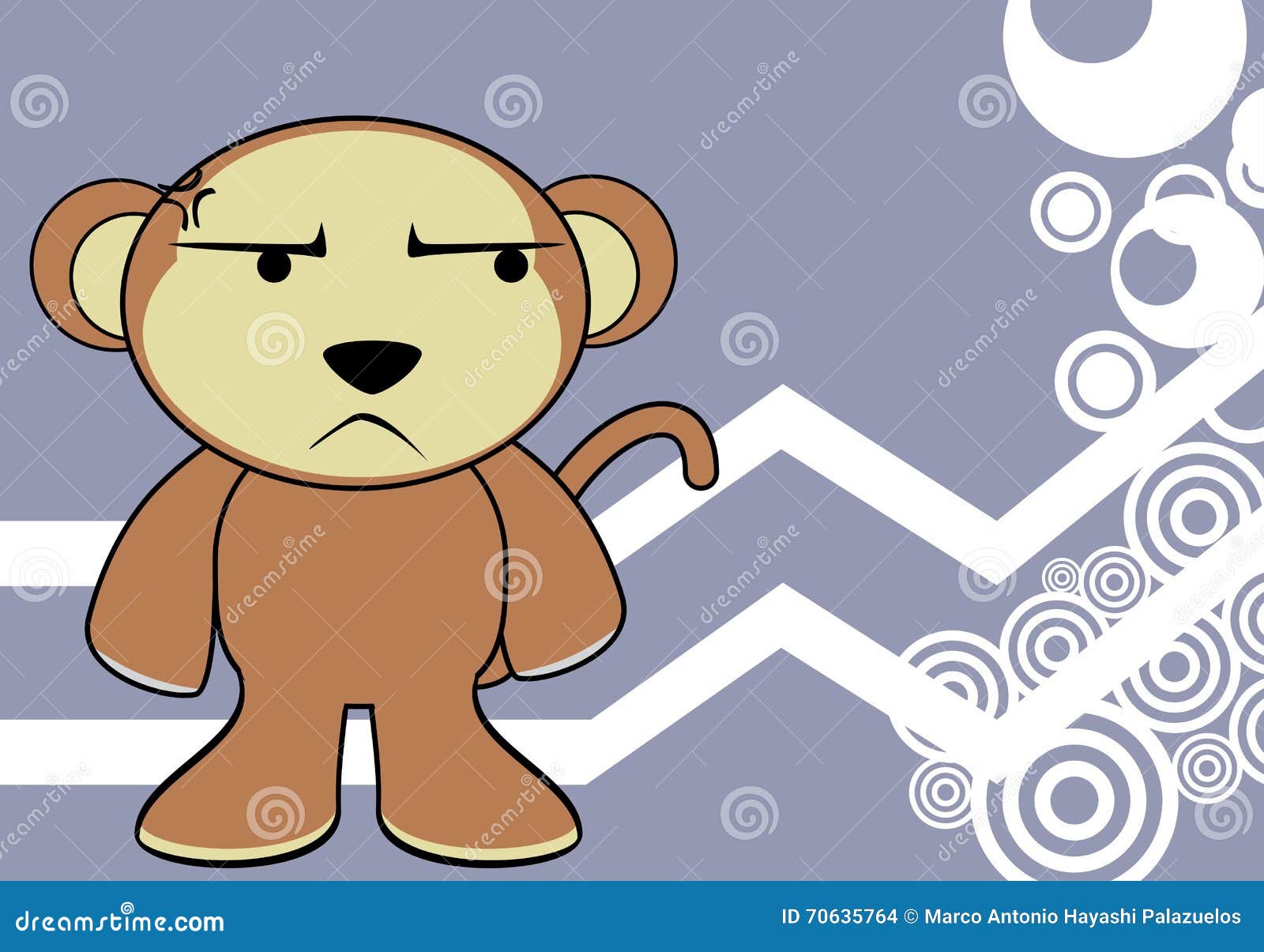 Grumpy Monkey Chimp Ape Expression Cartoon Giftcard Vector Illustration ...