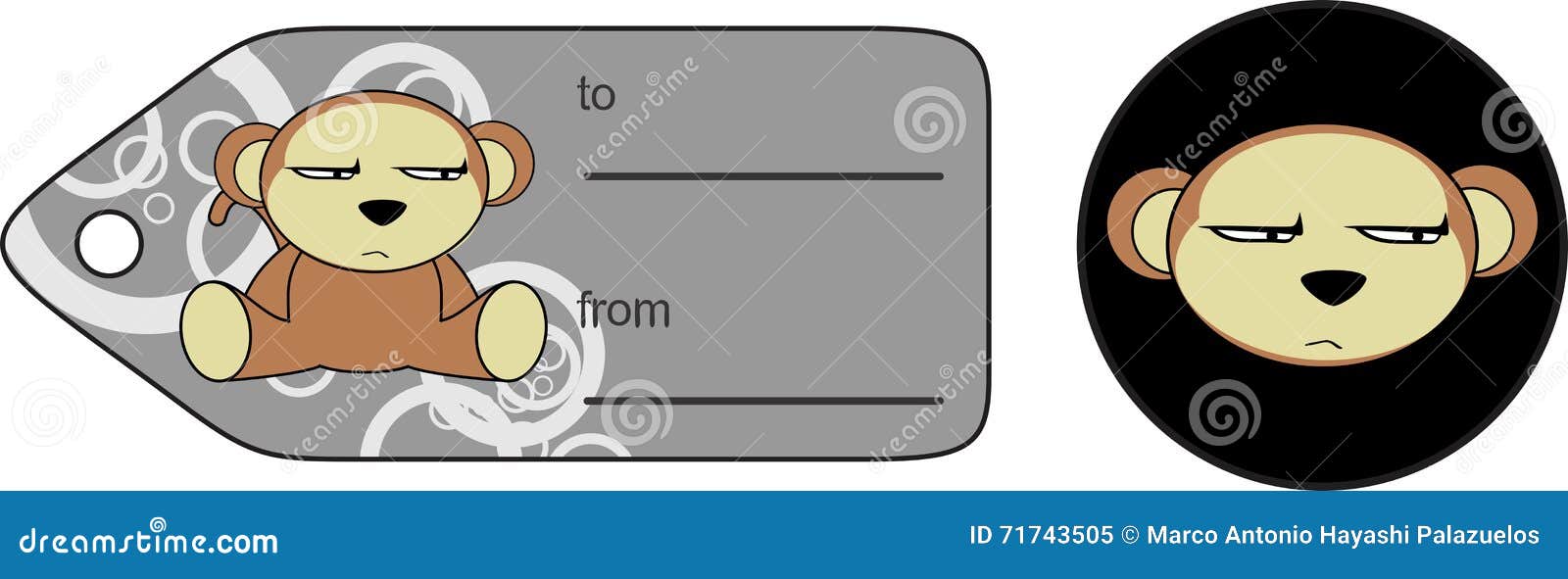 Grumpy Monkey Chimp Ape Expression Cartoon Giftcard Vector Illustration ...