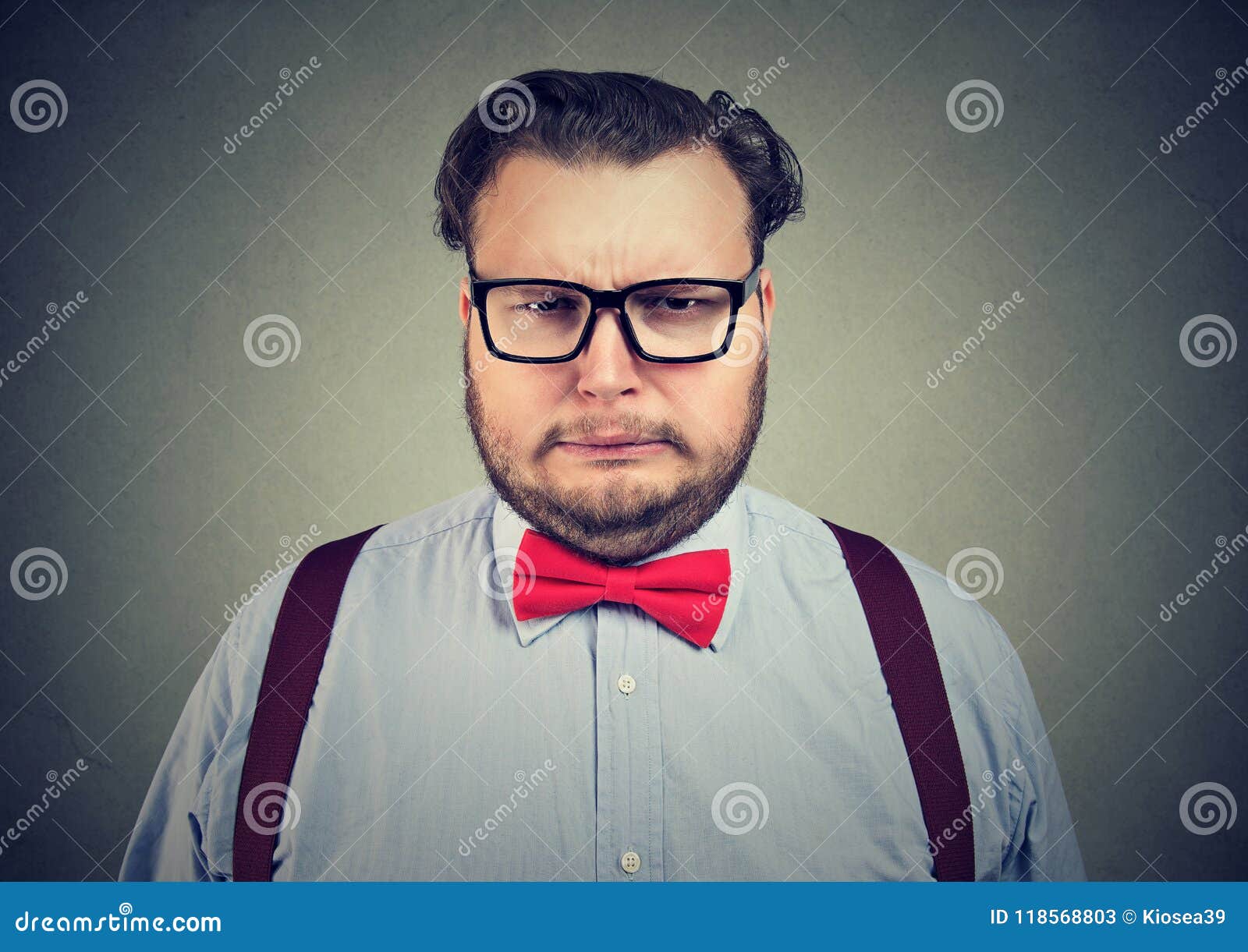 Grumpy Obese Man Frowning At Camera Stock Image - Image of complaining ...