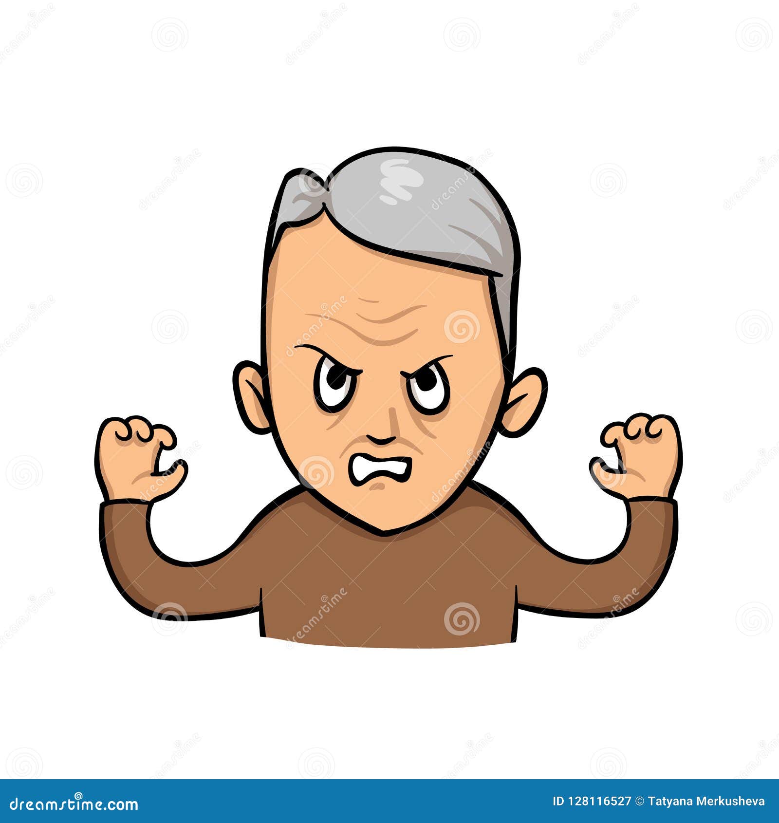 Grumpy Old Man. Flat Vector Illustration. Isolated On White Background ...