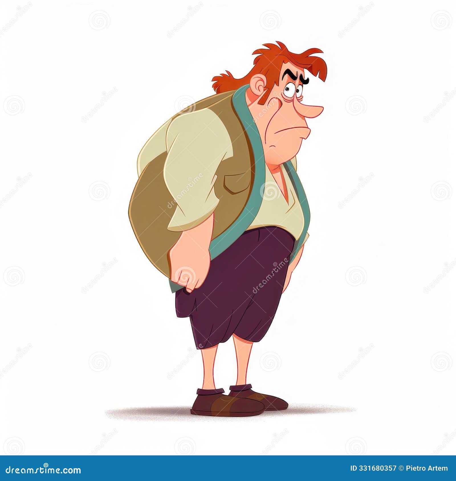 A Grumpy Old Man in Vibrant Clothing Stands with Hands on Hips ...