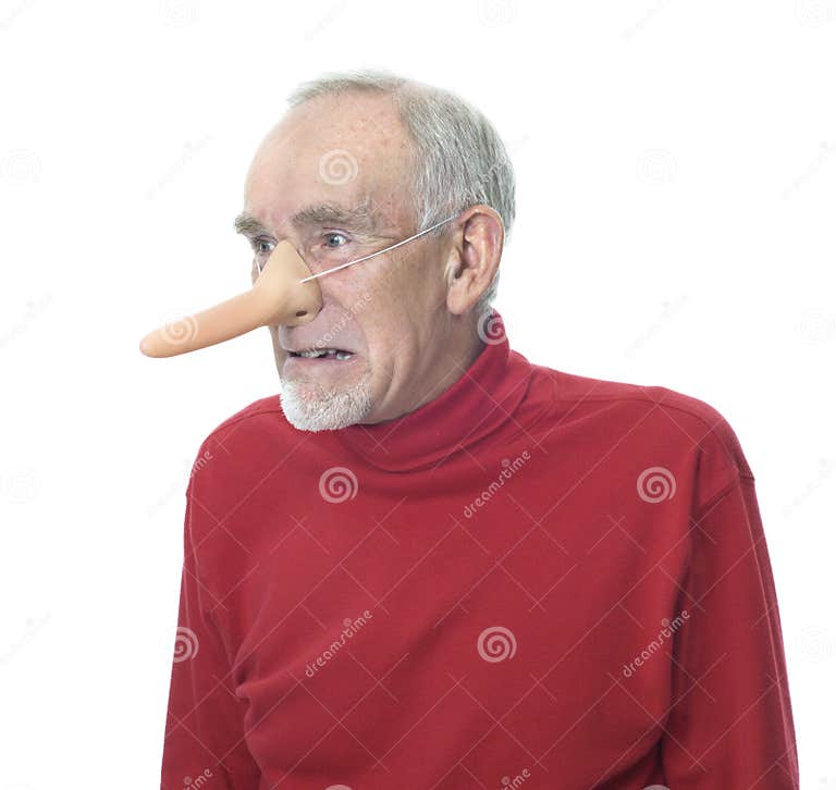 Grumpy Old Man Wearing Long False Nose Stock Photo - Image of white ...