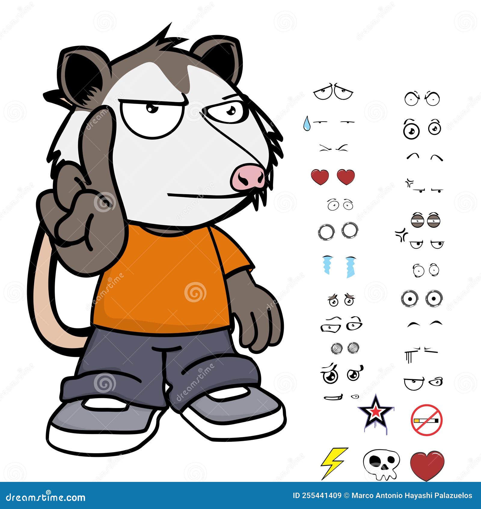 Angry Opossum Looking Back And Screaming Vector Illustration ...
