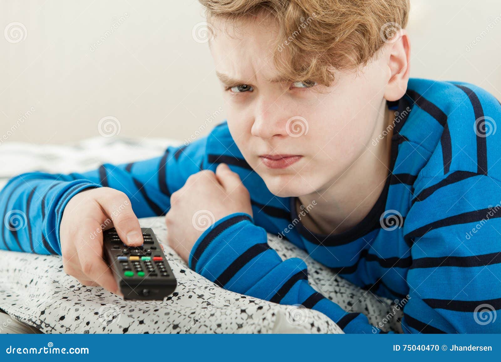Grumpy Petulant Teenage Boy Watching Television Stock Photo - Image of ...