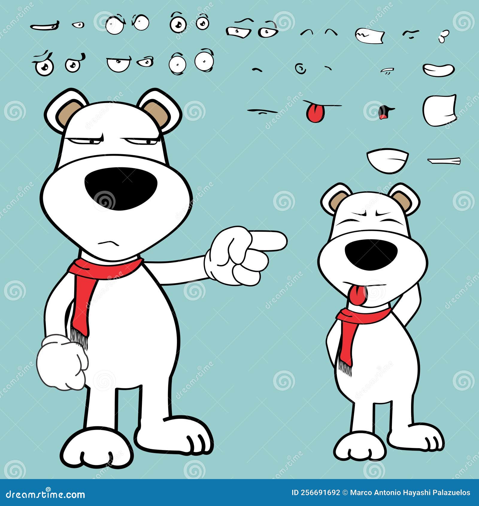 Grumpy Polar Bear Character Cartoon Kawaii Expressions Set Stock Vector ...