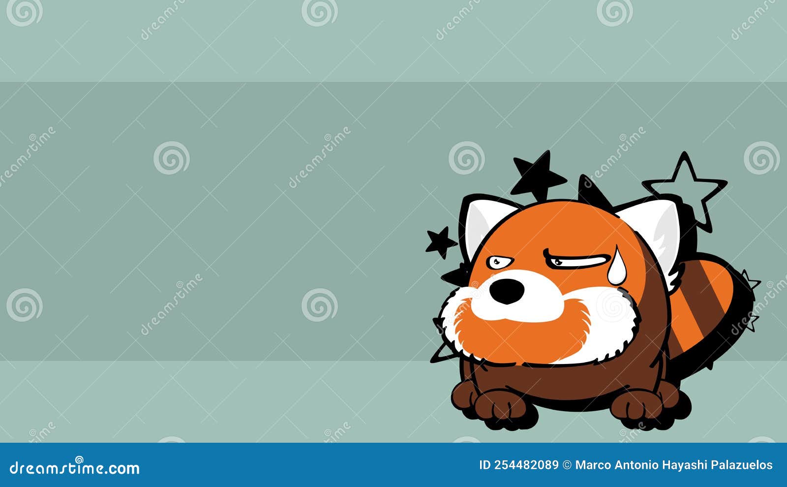 Sad Red Panda Ball Style Character Carton Background Cartoon Vector ...