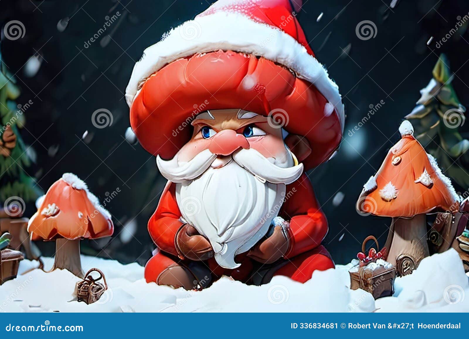 Grumpy Santa Clause Sitting in the Snow at 17-9-2024 Stock Illustration ...
