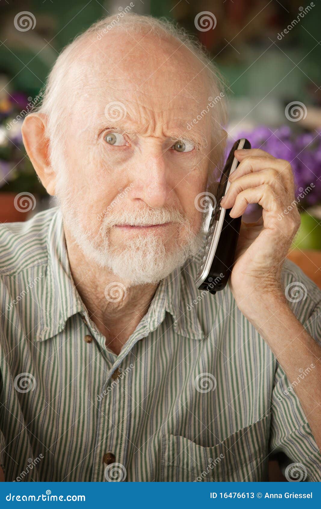 Grumpy Senior Man on Telephone Stock Image - Image of interruption ...