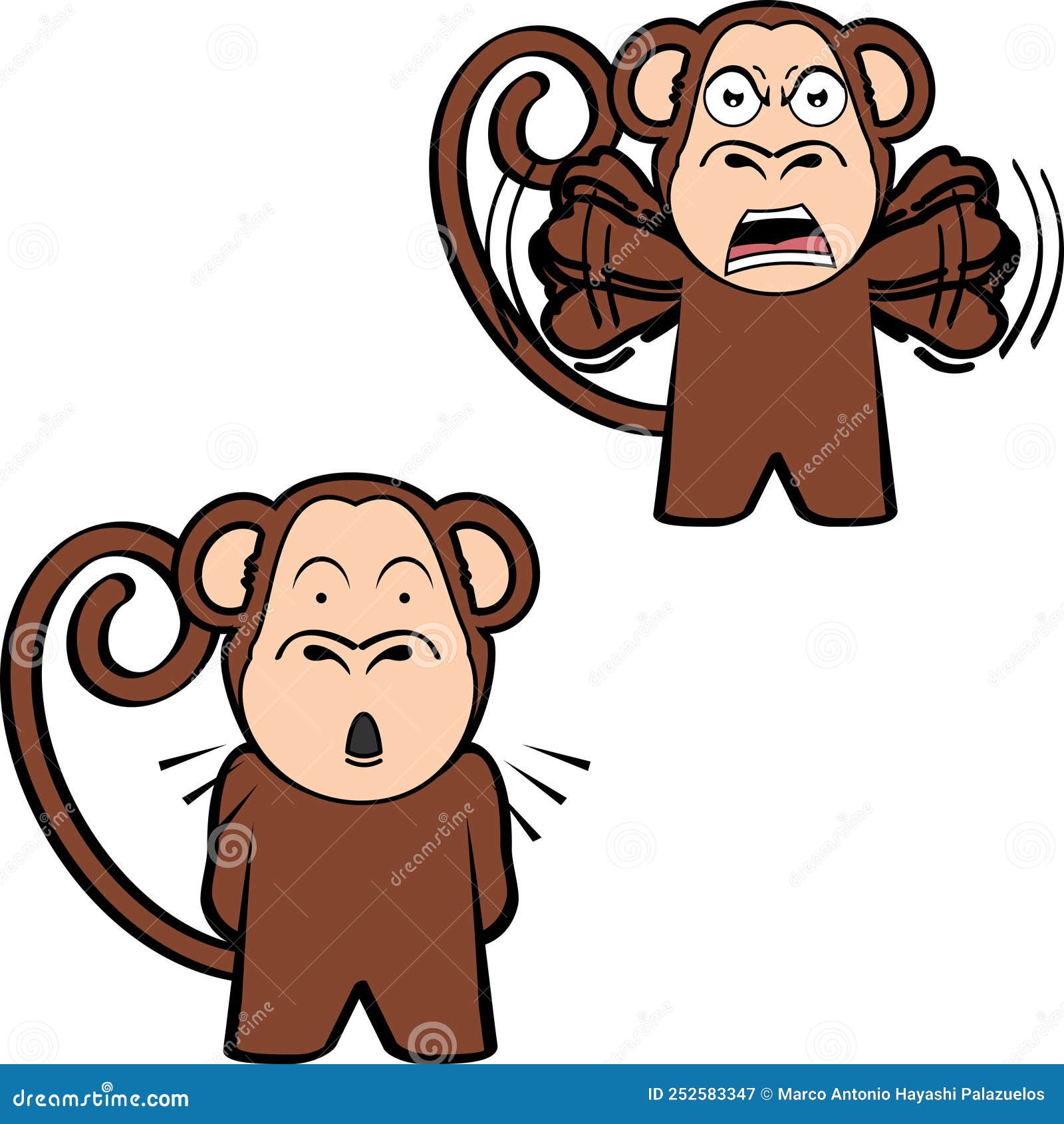 Grumpy Monkey Chimp Ape Expression Cartoon Giftcard Vector Illustration ...