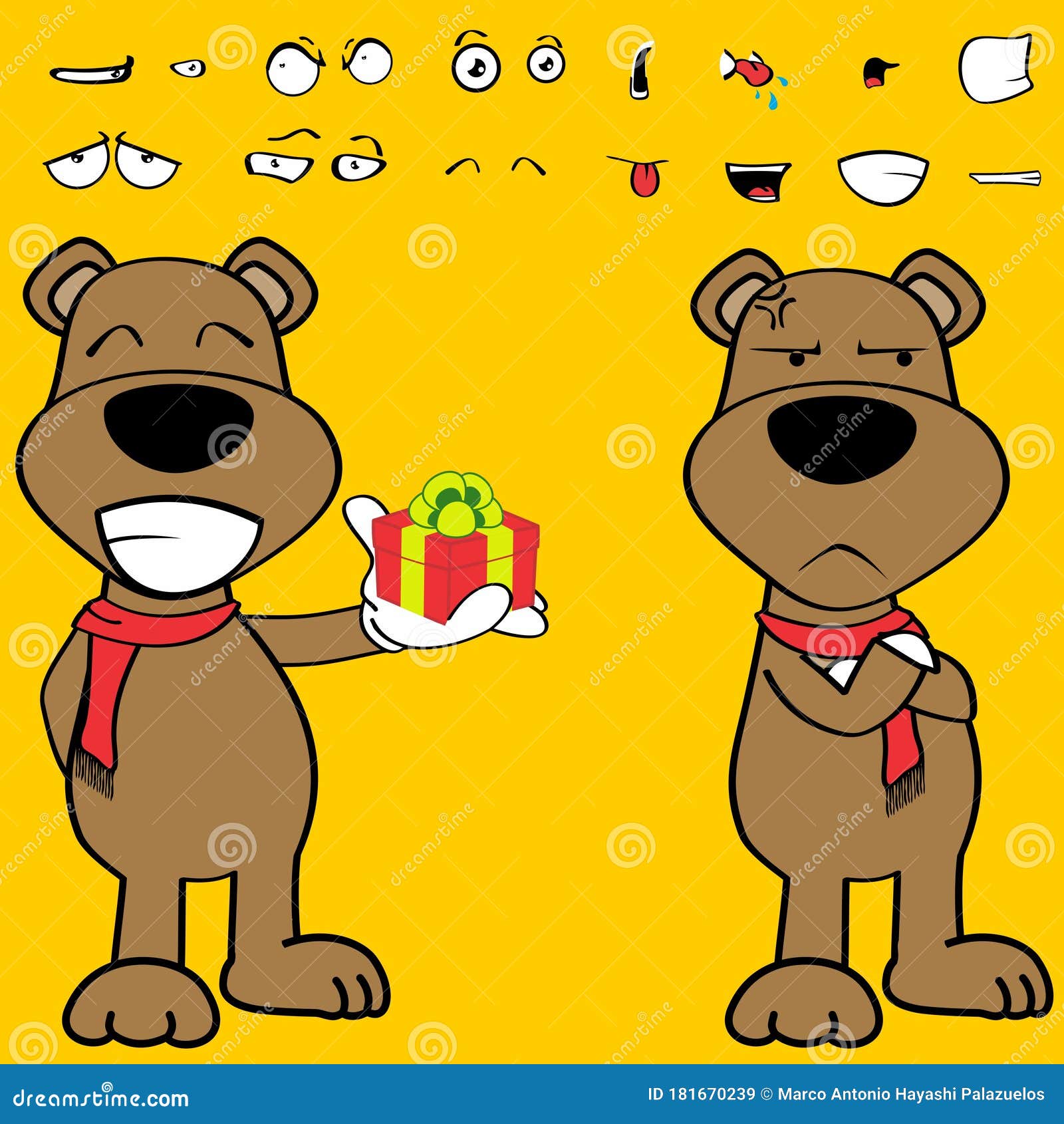 Grumpy Teddy Bear Cartoon Expressions Collection Set Stock Vector ...