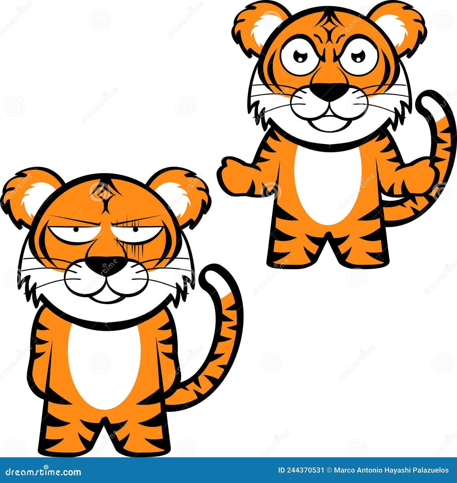 Grumpy Tiger Cartoon Expression Background Vector Illustration ...