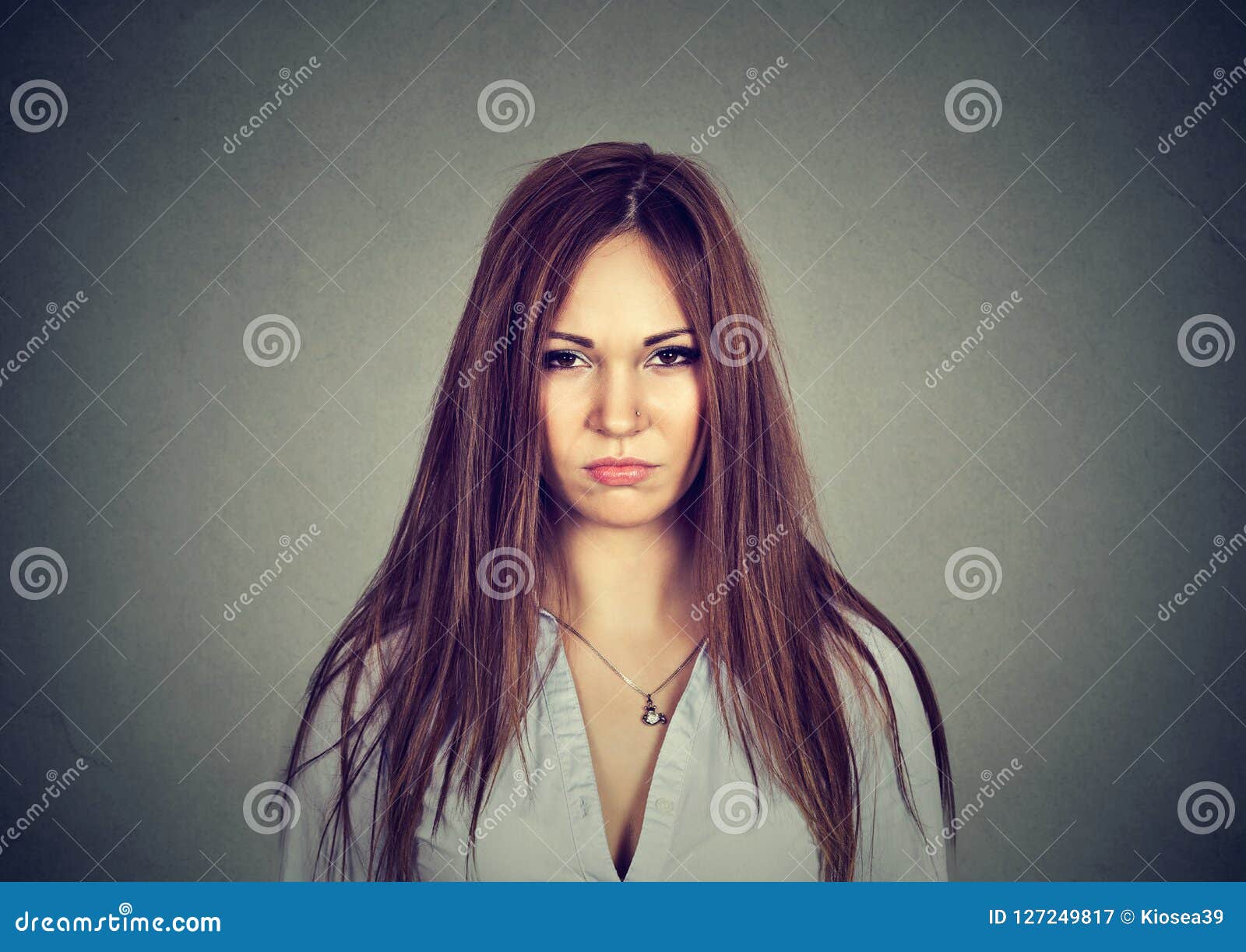 Grumpy Unhappy Woman Looking at Camera Stock Image - Image of adult ...