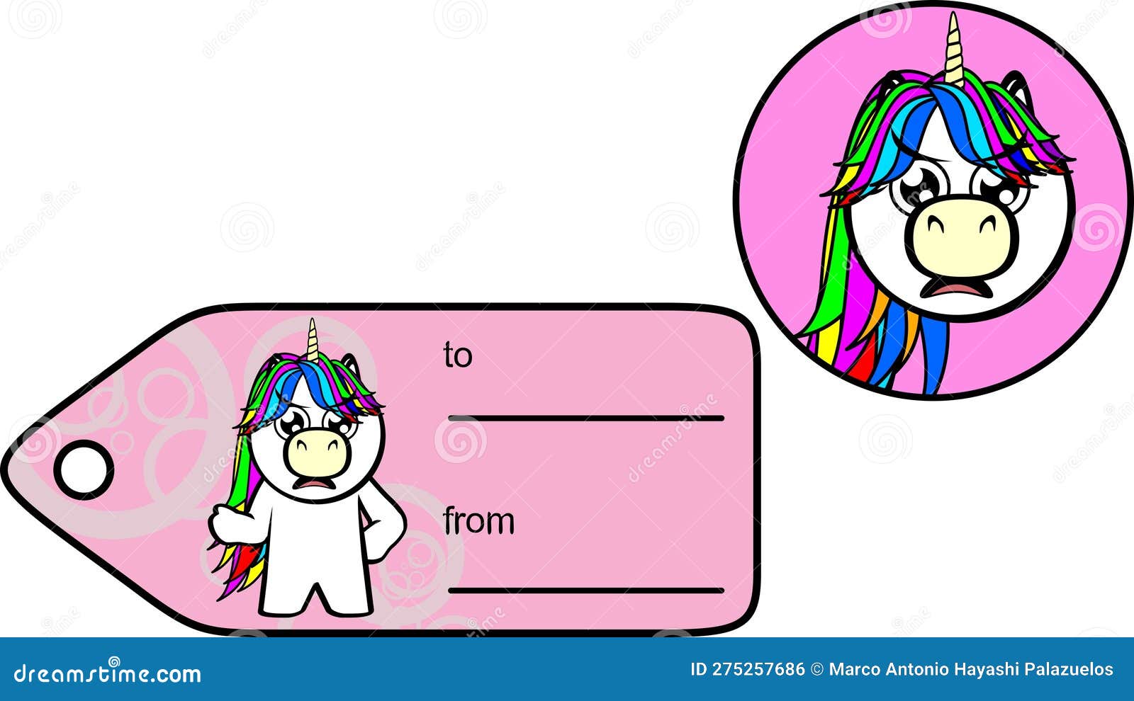 Grumpy Unicorn Kid Cartoon Gift Card Sticker Illustration Stock Vector ...