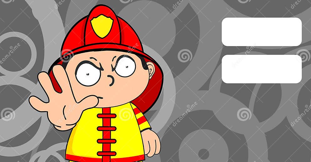 Grumpy Young Firefighter Kid Cartoon Background Stock Vector ...