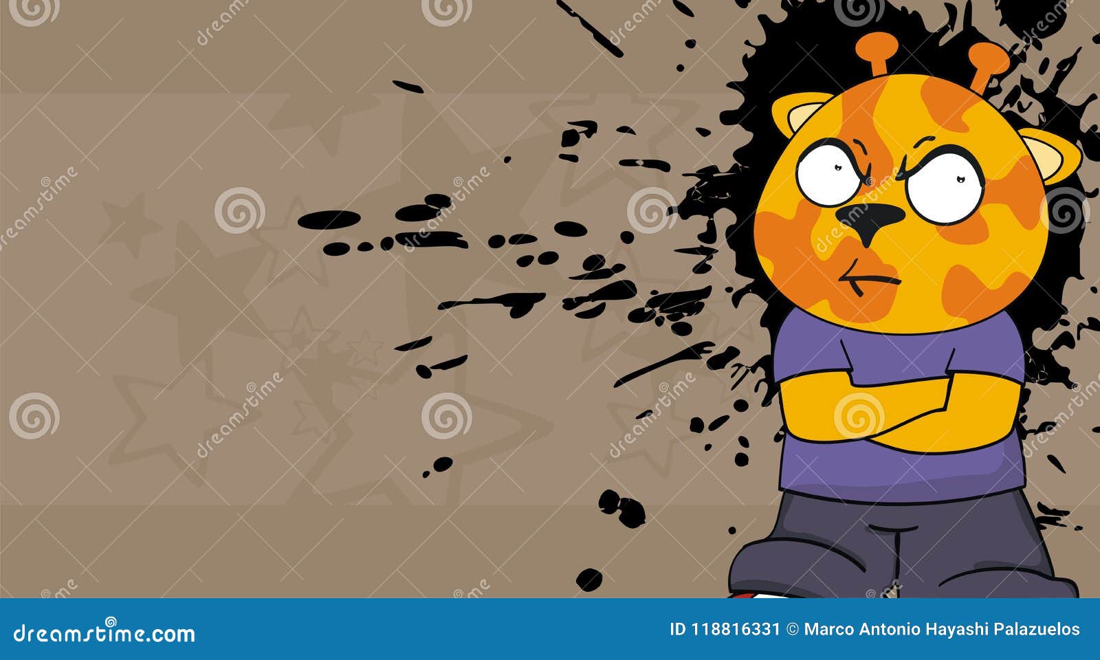 Grumpy Giraffe Cartoon Kawaii Expression Pictureframe Background ...