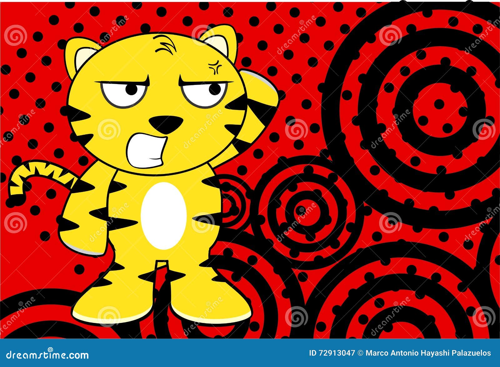 Grumpy Young Tiger Plush Cartoon Background | CartoonDealer.com #72913047