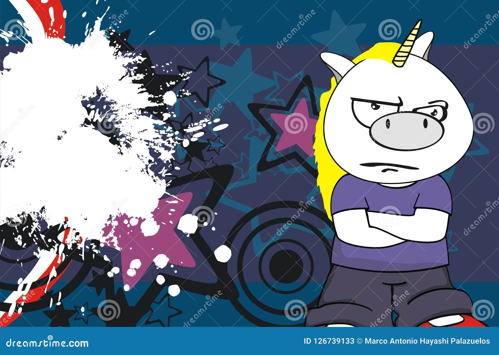 Grumpy Young Unicorn Kid Cartoon Background1 Stock Vector ...