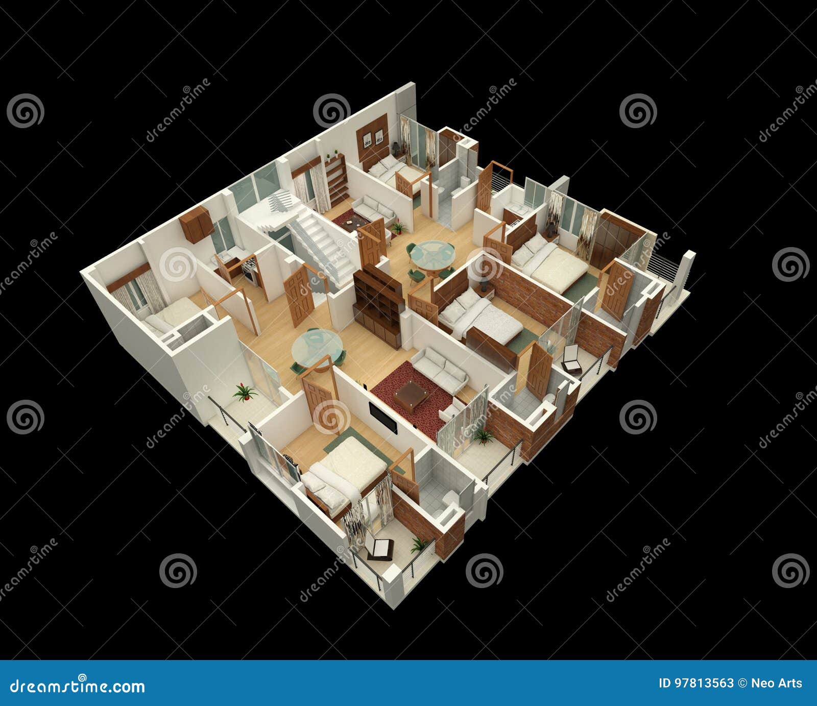 Grundriss 3D Eines Wohnsitzes Stock Abbildung - Illustration von ...