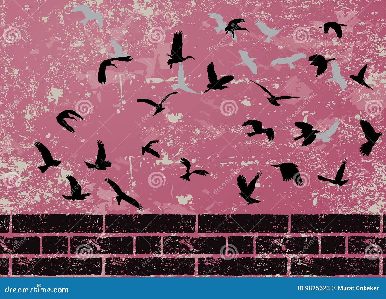Grunge Abstract Bird Silhouette Raster Stock Vector - Illustration of ...