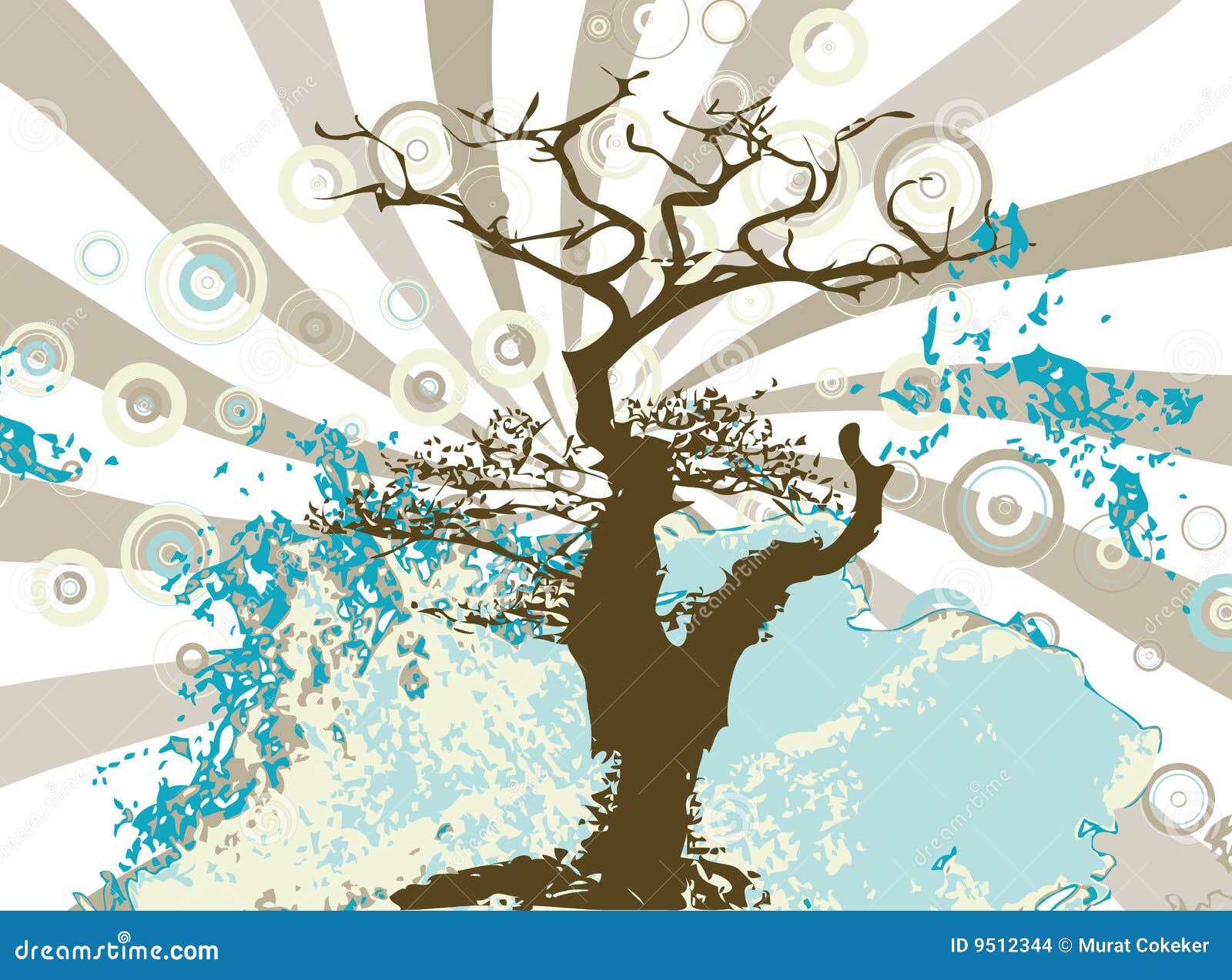 Grunge Abstract Tree Silhouette Raster Stock Vector - Illustration of ...