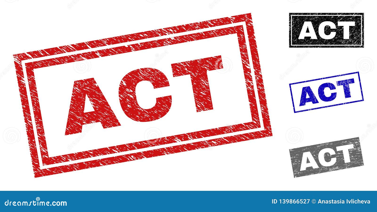 Grunge ACT Textured Rectangle Stamp Seals Stock Vector - Illustration ...