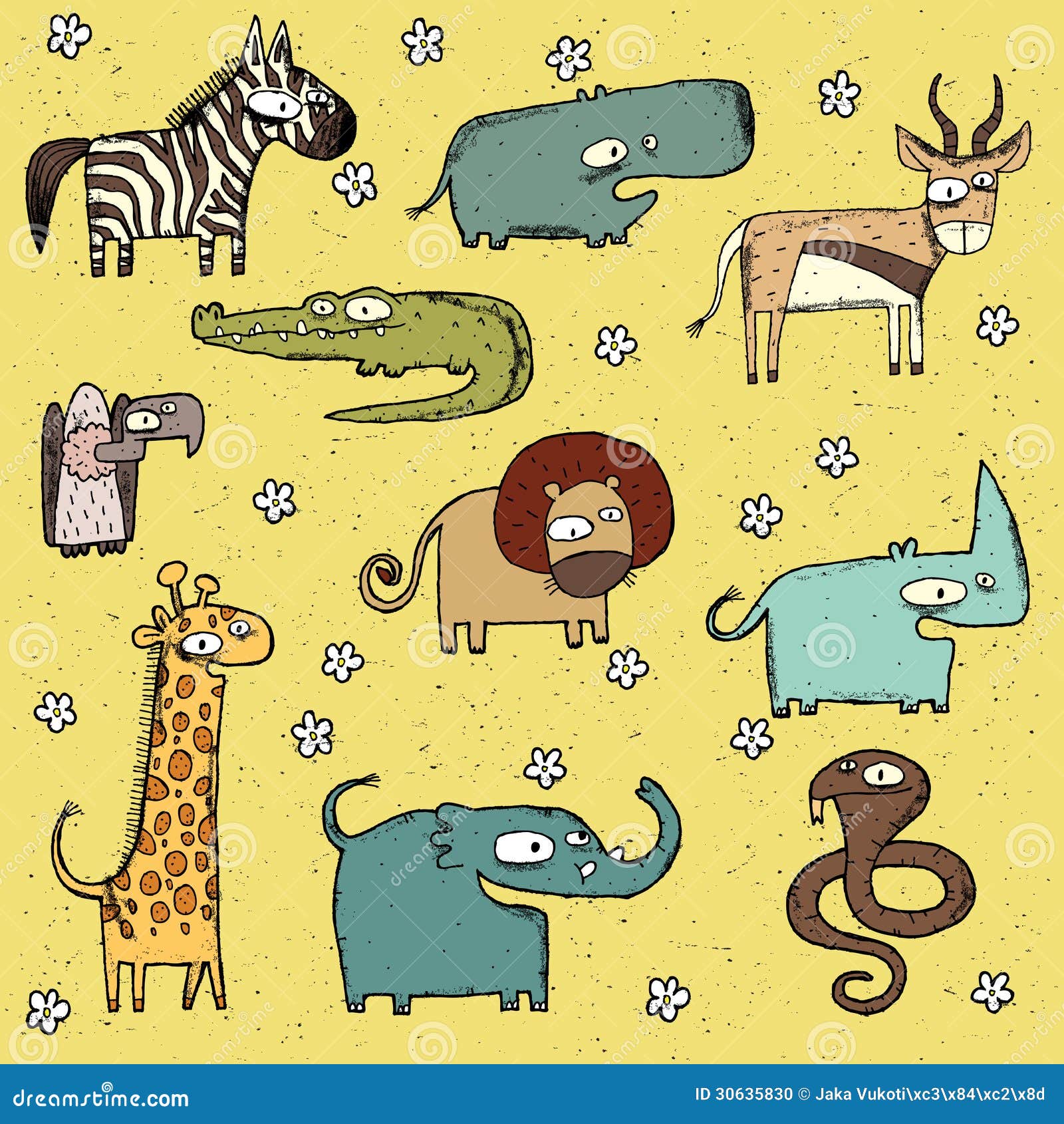 Grunge African Animals Collection No. 2 Stock Vector - Illustration of ...