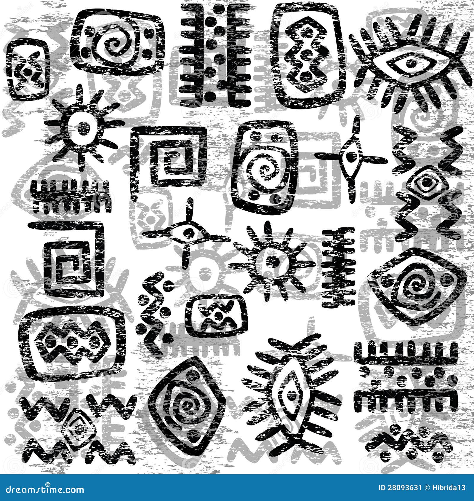 Grunge African Symbols Background Stock Vector - Illustration of motifs ...