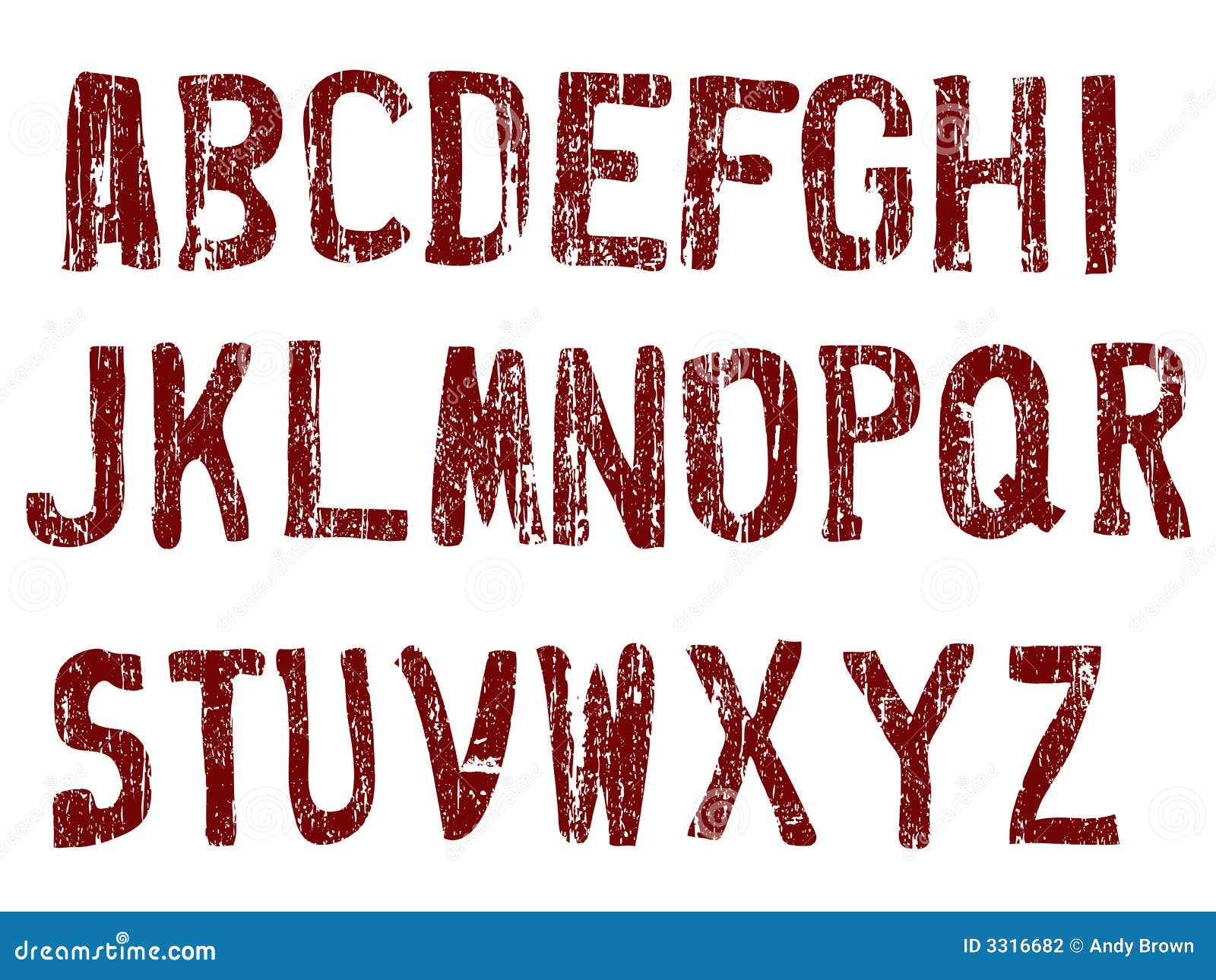 Grunge Alphabet Font. Muddy Uppercase Letters And Numbers. Halftone ...