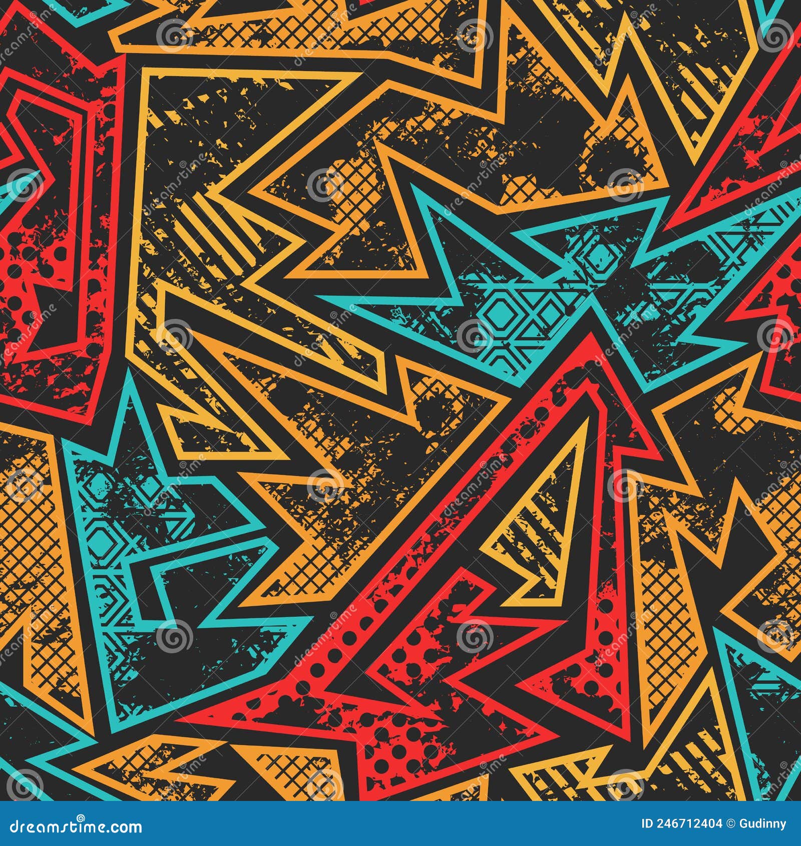 Ancient Geometric Native American Tribal Graphics Vector Seamless ...