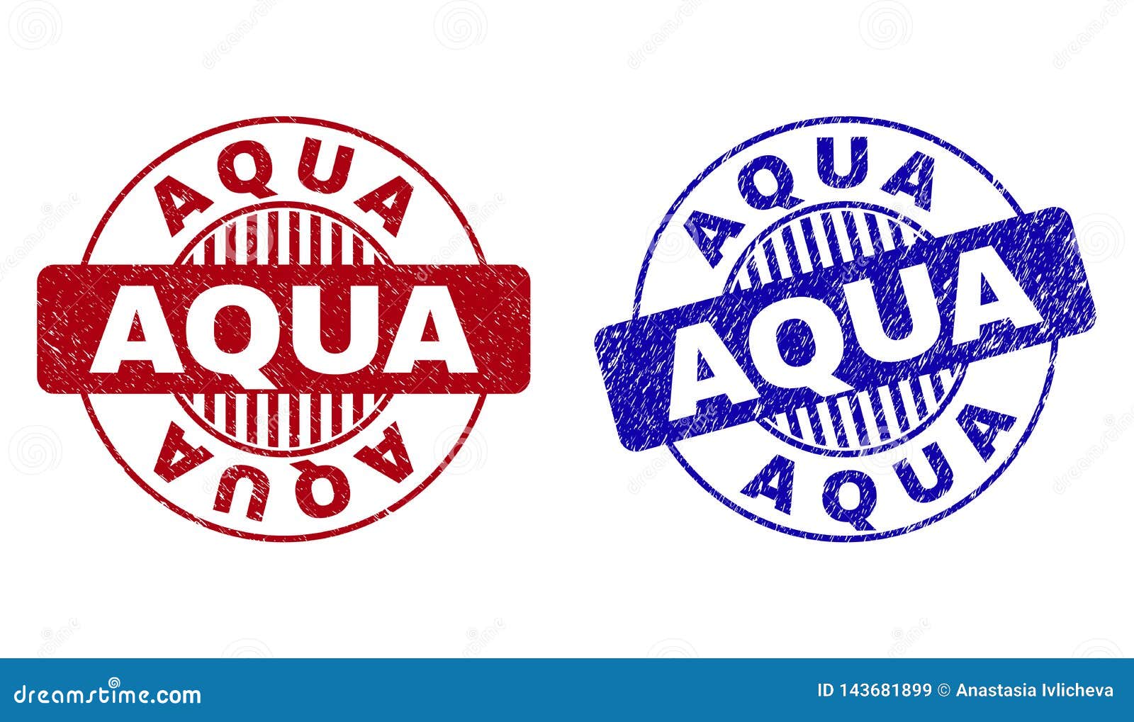 Grunge Aqua Scratched Round Stamp Seals Stock Vector Illustration Of