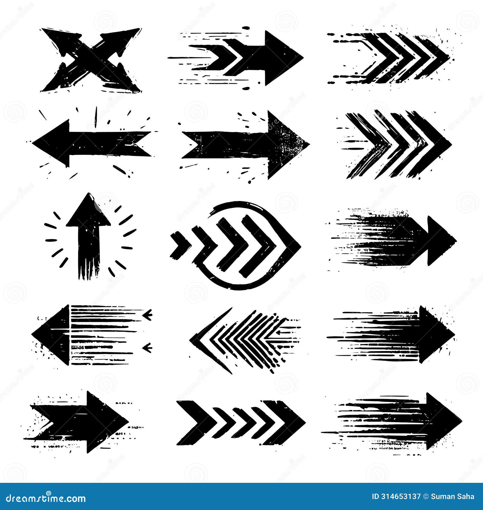 Grunge Arrow Vector Illustration. Grunge Arrow Symbol Brush Paint Stock ...
