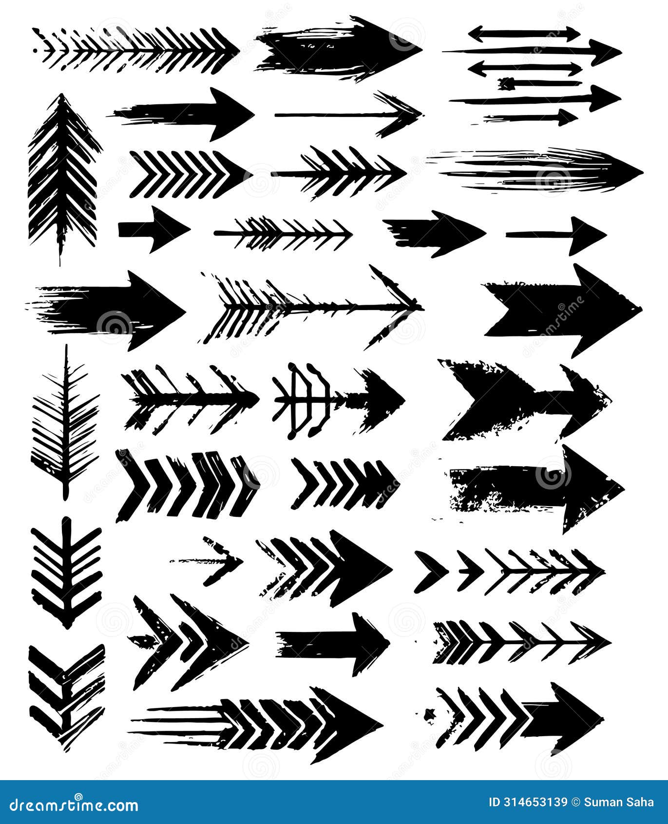 Grunge Arrow Vector Illustration. Grunge Arrow Symbol Brush Paint Stock ...