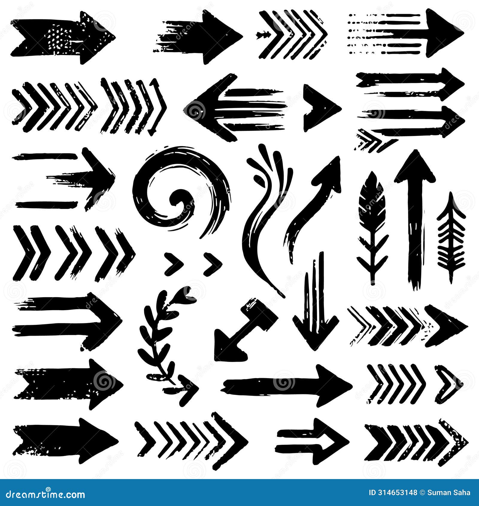 Grunge Arrow Vector Illustration. Grunge Arrow Symbol Brush Paint Stock ...