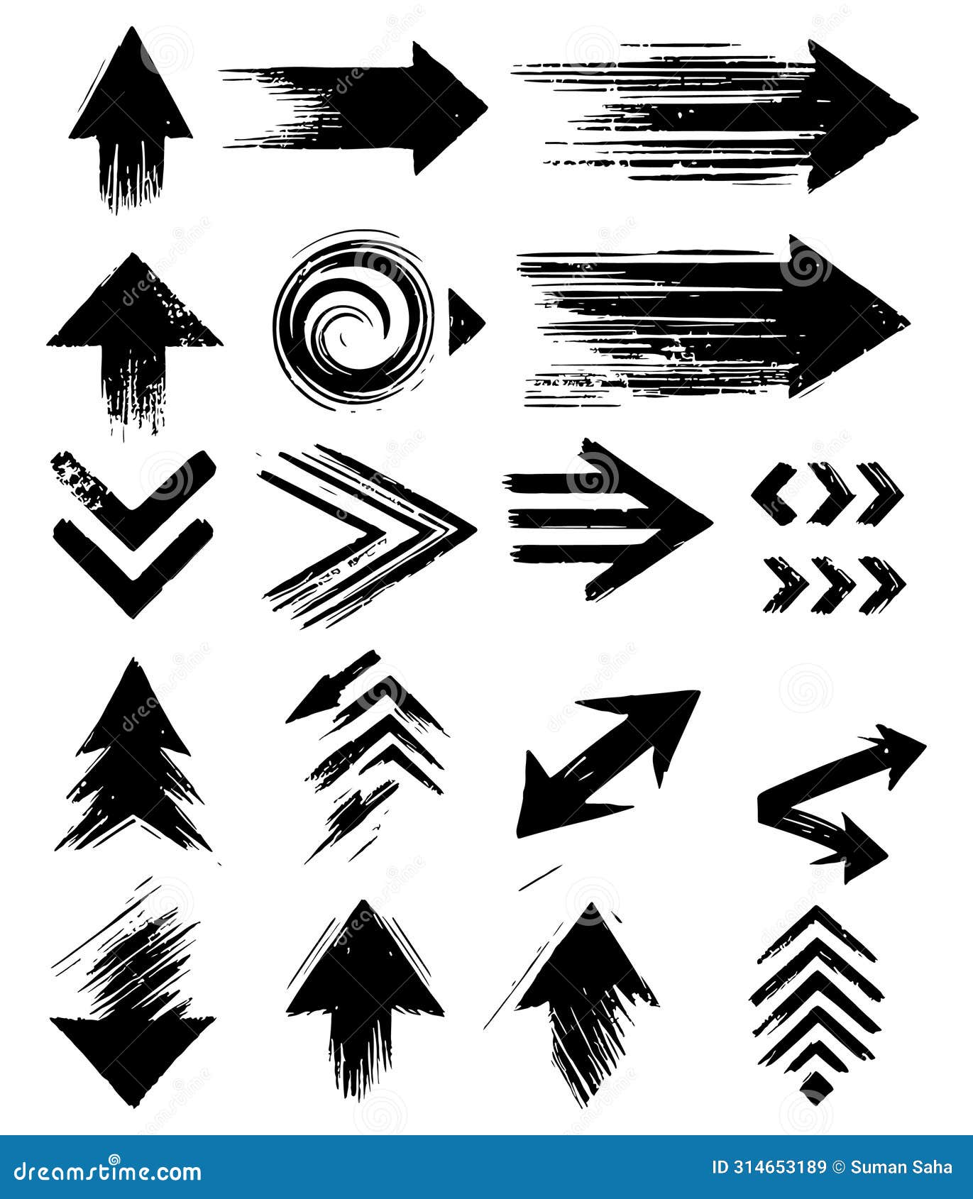 Grunge Arrow Vector Illustration. Grunge Arrow Symbol Brush Paint Stock ...