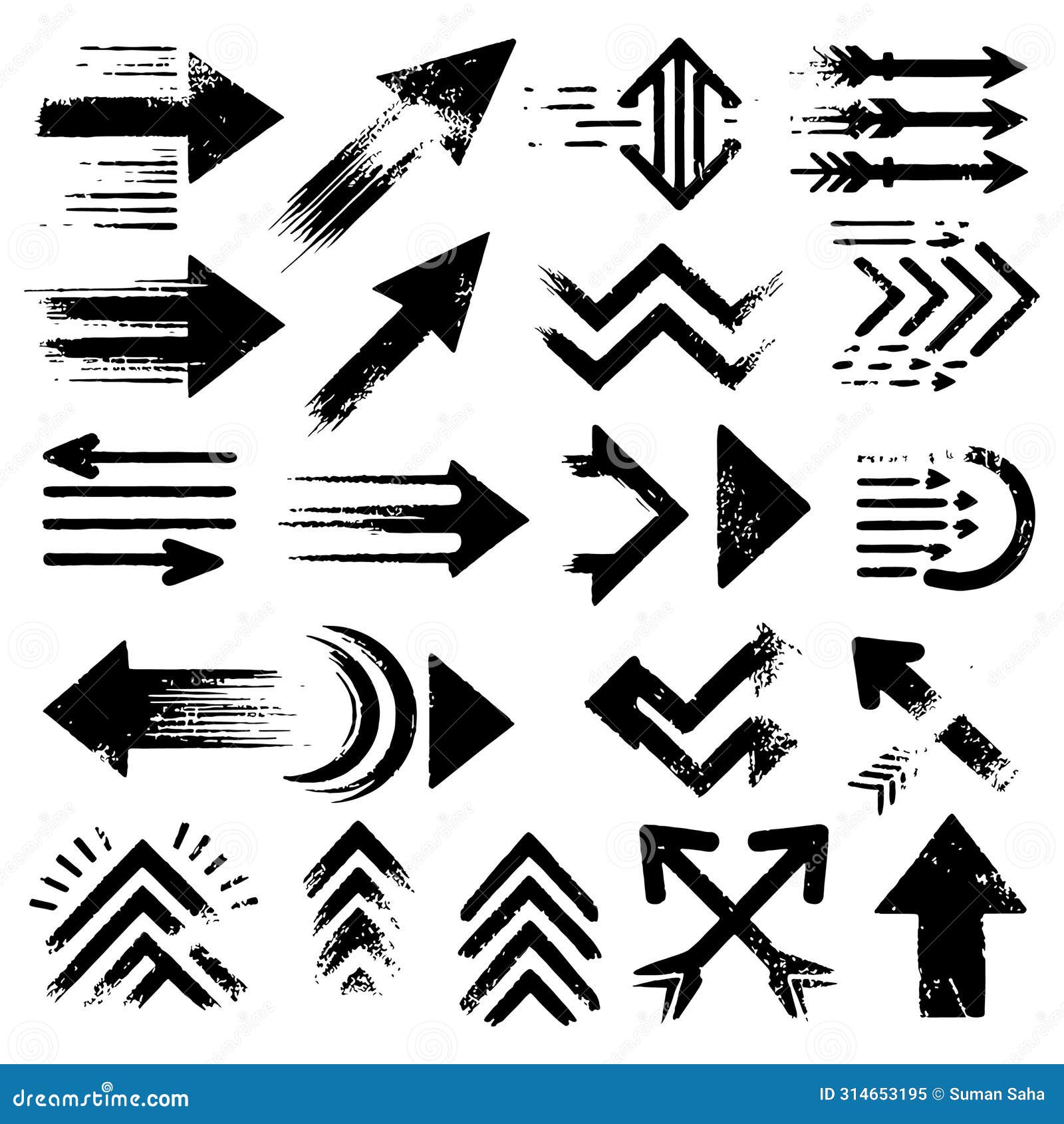 Grunge Arrow Vector Illustration. Grunge Arrow Symbol Brush Paint Stock ...