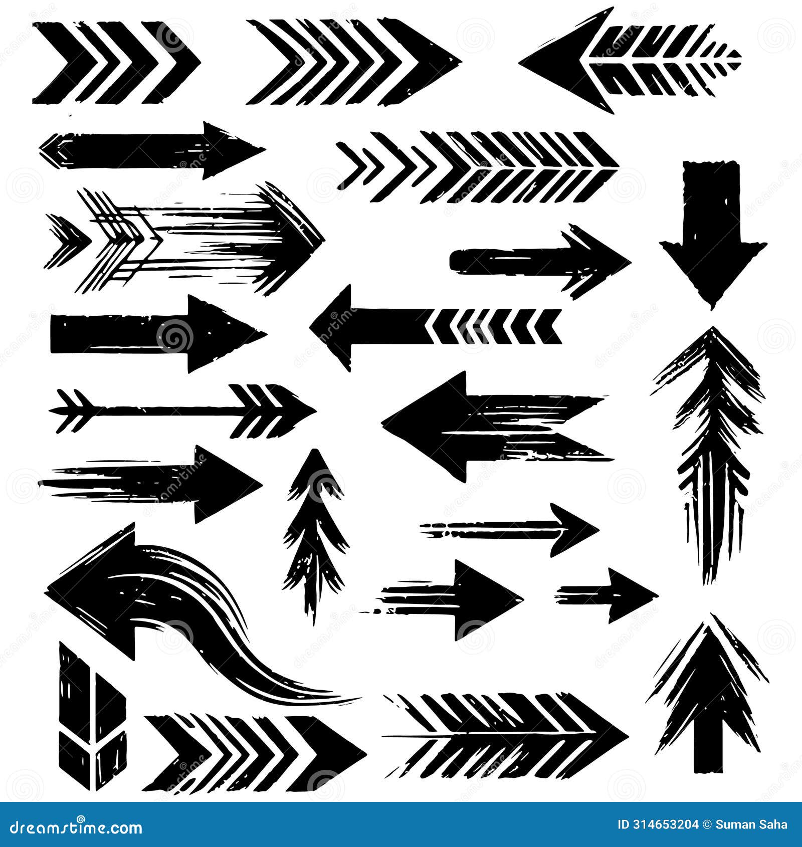 Grunge Arrow Vector Illustration. Grunge Arrow Symbol Brush Paint Stock ...