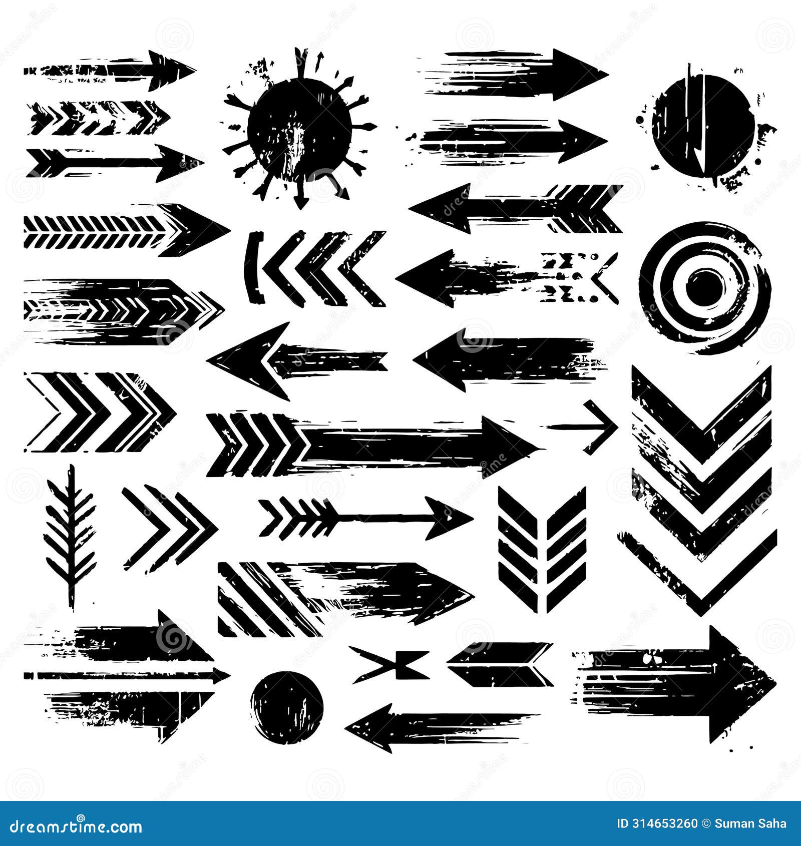 Grunge Arrow Vector Illustration. Grunge Arrow Symbol Brush Paint Stock ...