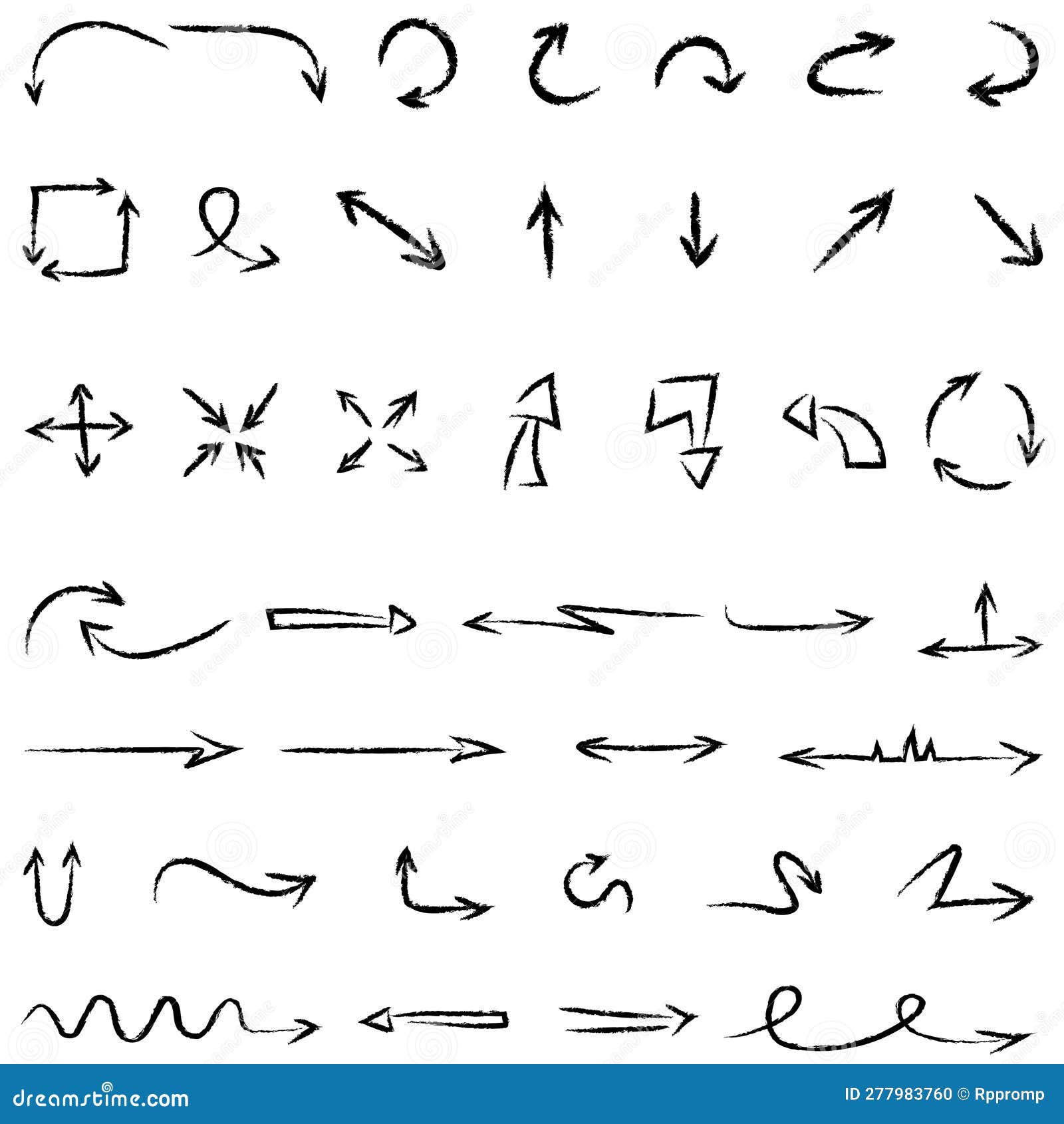 Grunge Arrows Set Hand Drawn Vector Arrows Stock Vector - Illustration ...