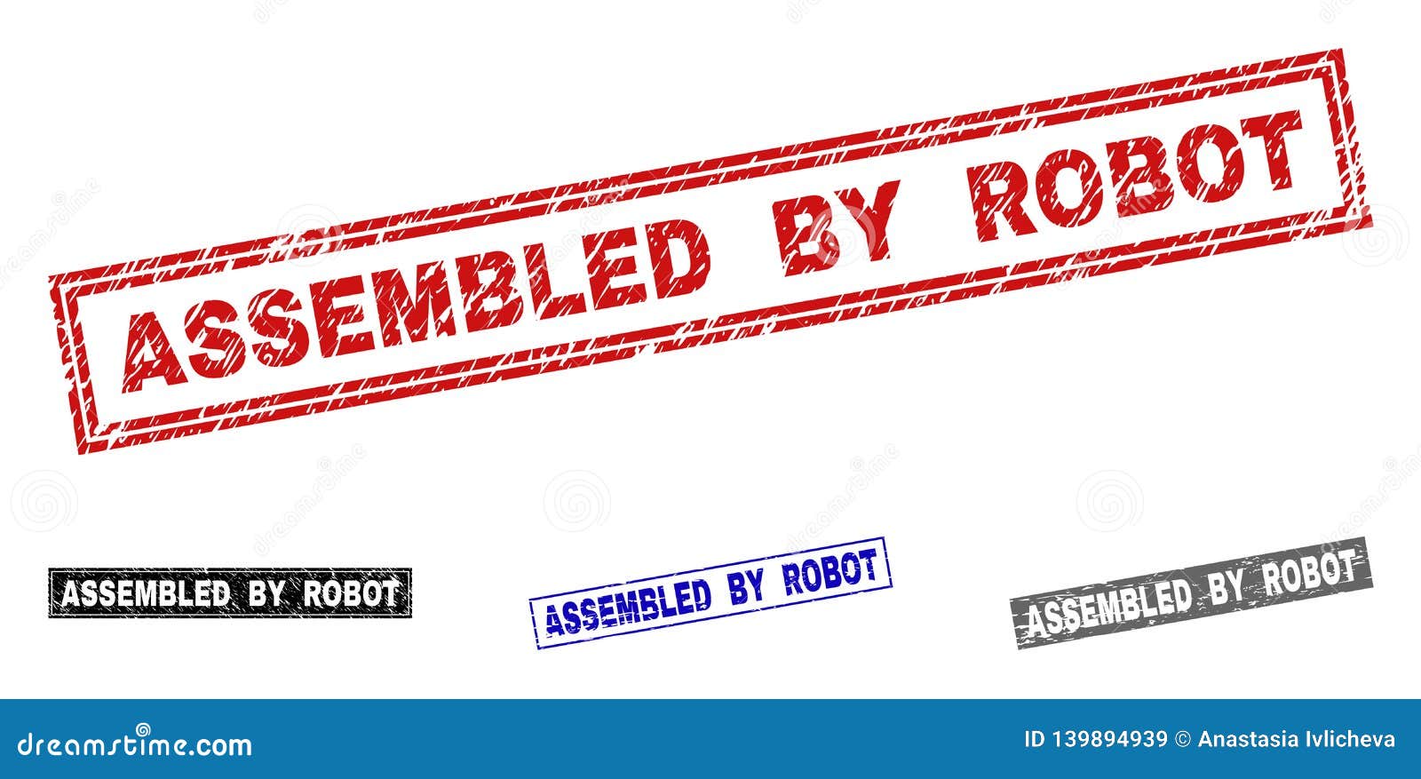Grunge ASSEMBLED by ROBOT Textured Rectangle Watermarks Stock Vector ...