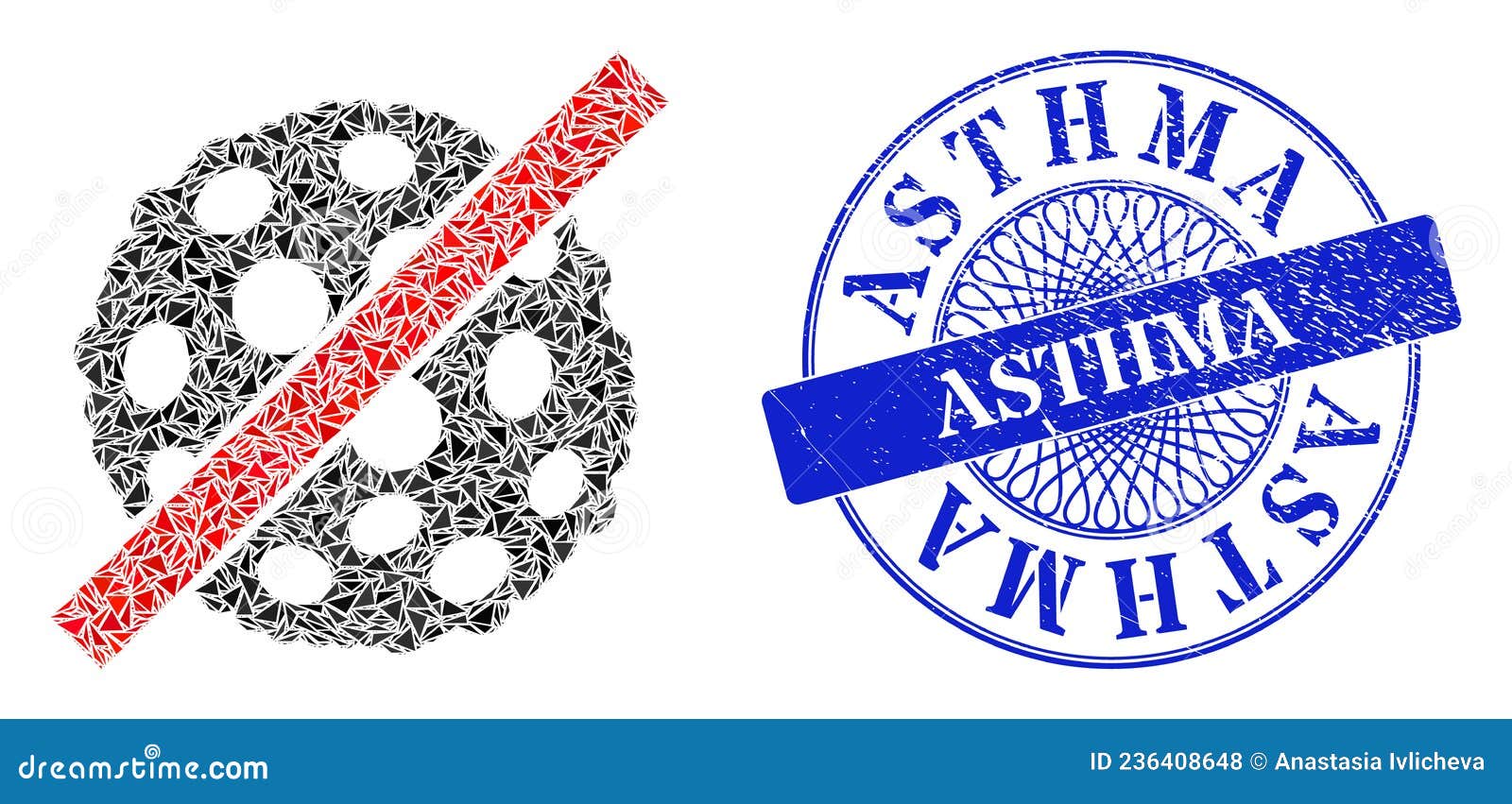 Grunge Asthma Stamp and Triangle Remove Microbe Spore Mosaic Stock ...