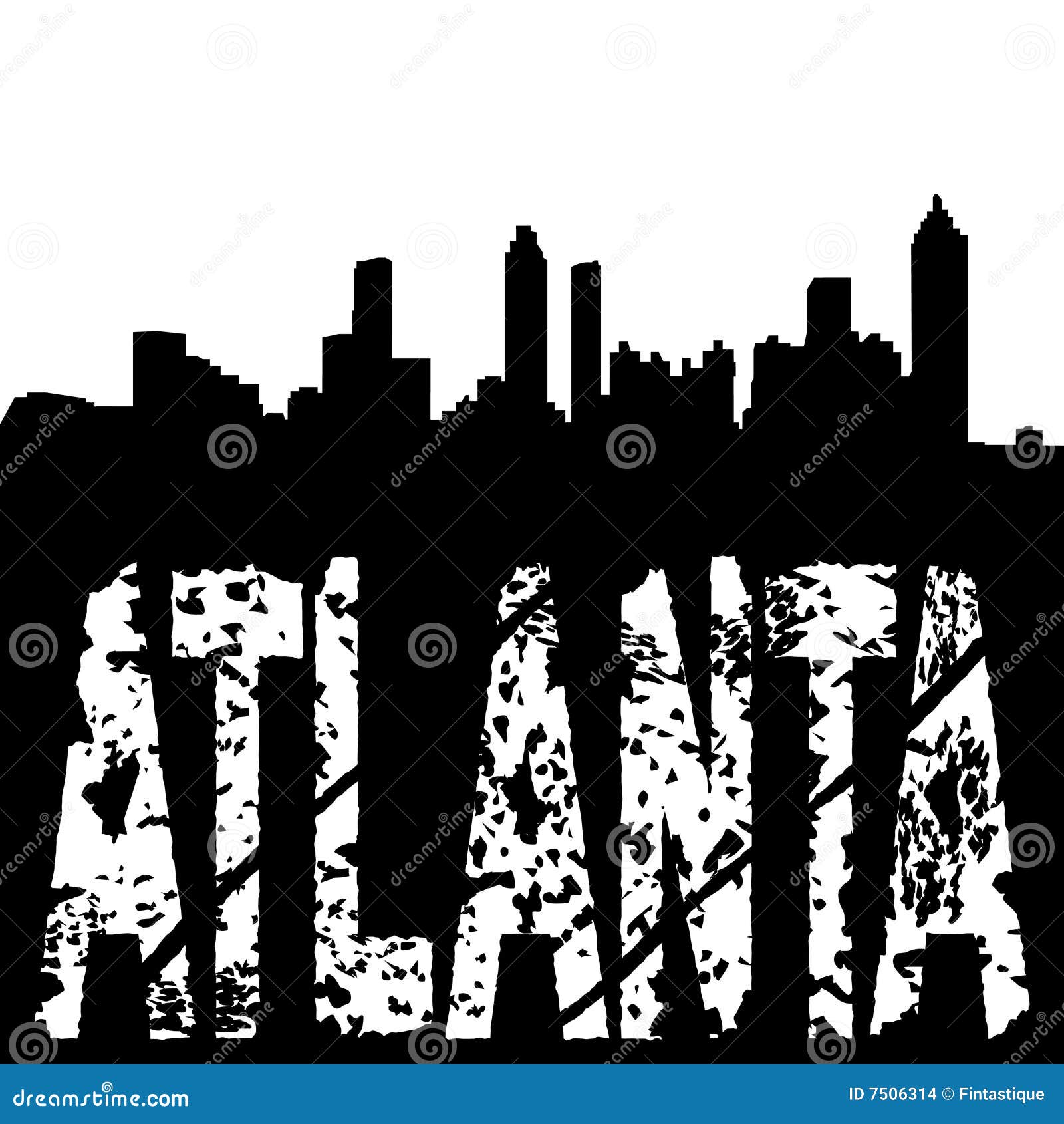 Grunge Atlanta Text with Skyline Stock Vector - Illustration of modern ...